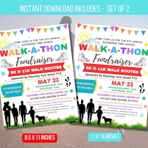 EDITABLE Walkathon Fundraiser Flyer, 6k 11k Race School Fundraising ...