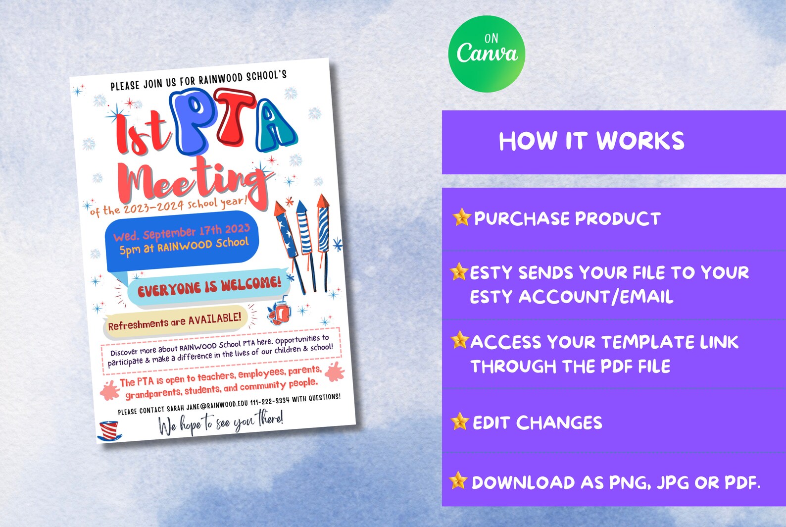 EDITABLE PTA Meeting Handout Flyer School Information Meeting - Etsy