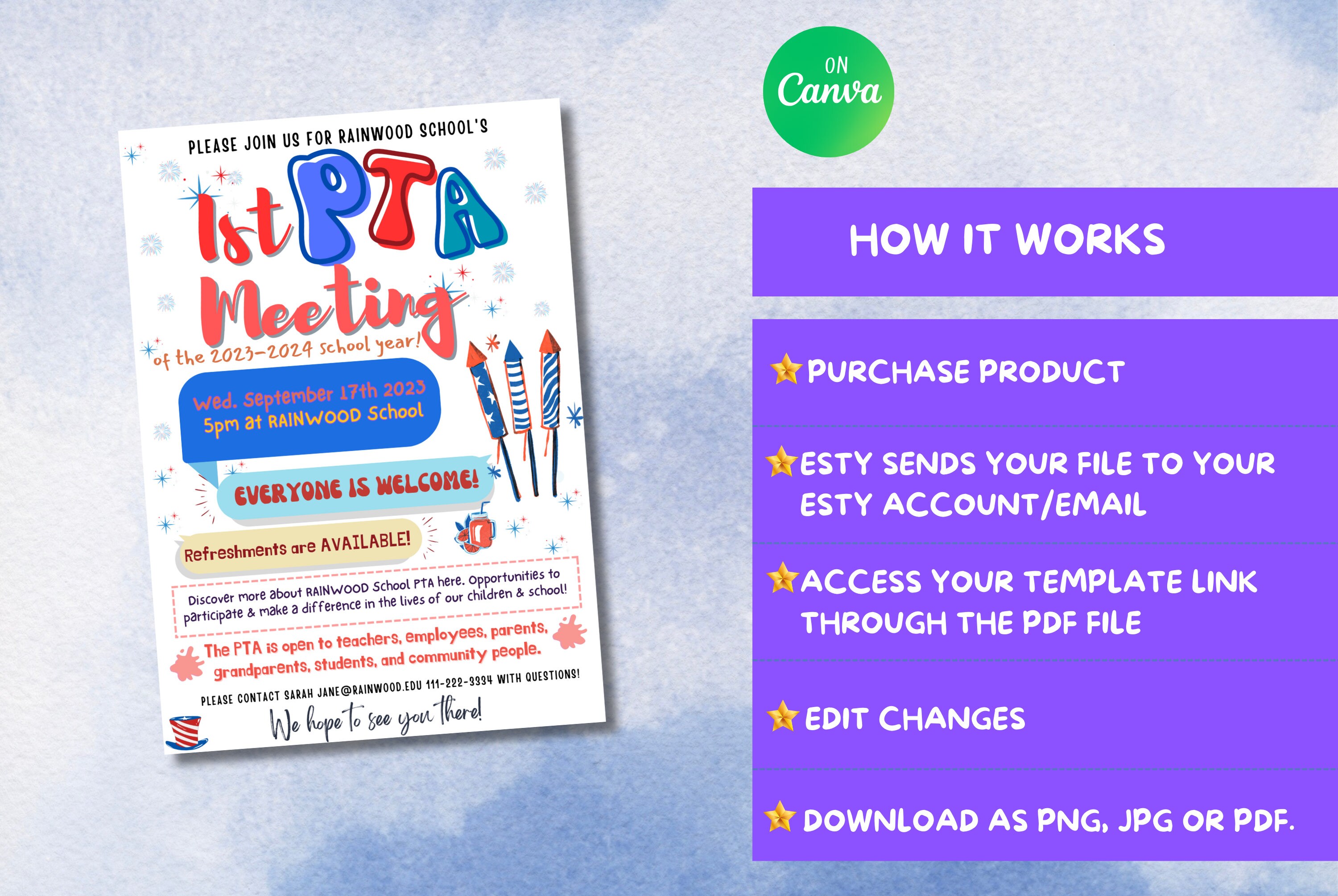 EDITABLE PTA Meeting Handout Flyer School Information Meeting - Etsy