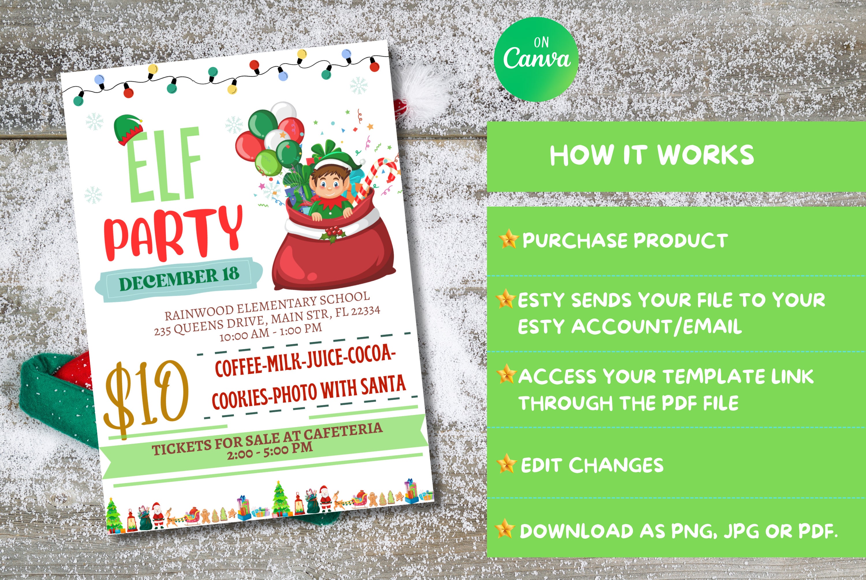 EDITABLE Elf Party Invite Flyer Printable Party Invitation - Etsy