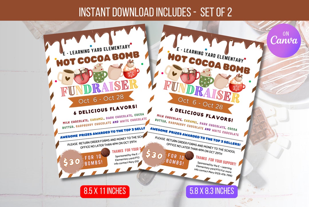 EDITABLE Hot Cocoa Bomb Fundraiser Invitation Flyer, School Church ...