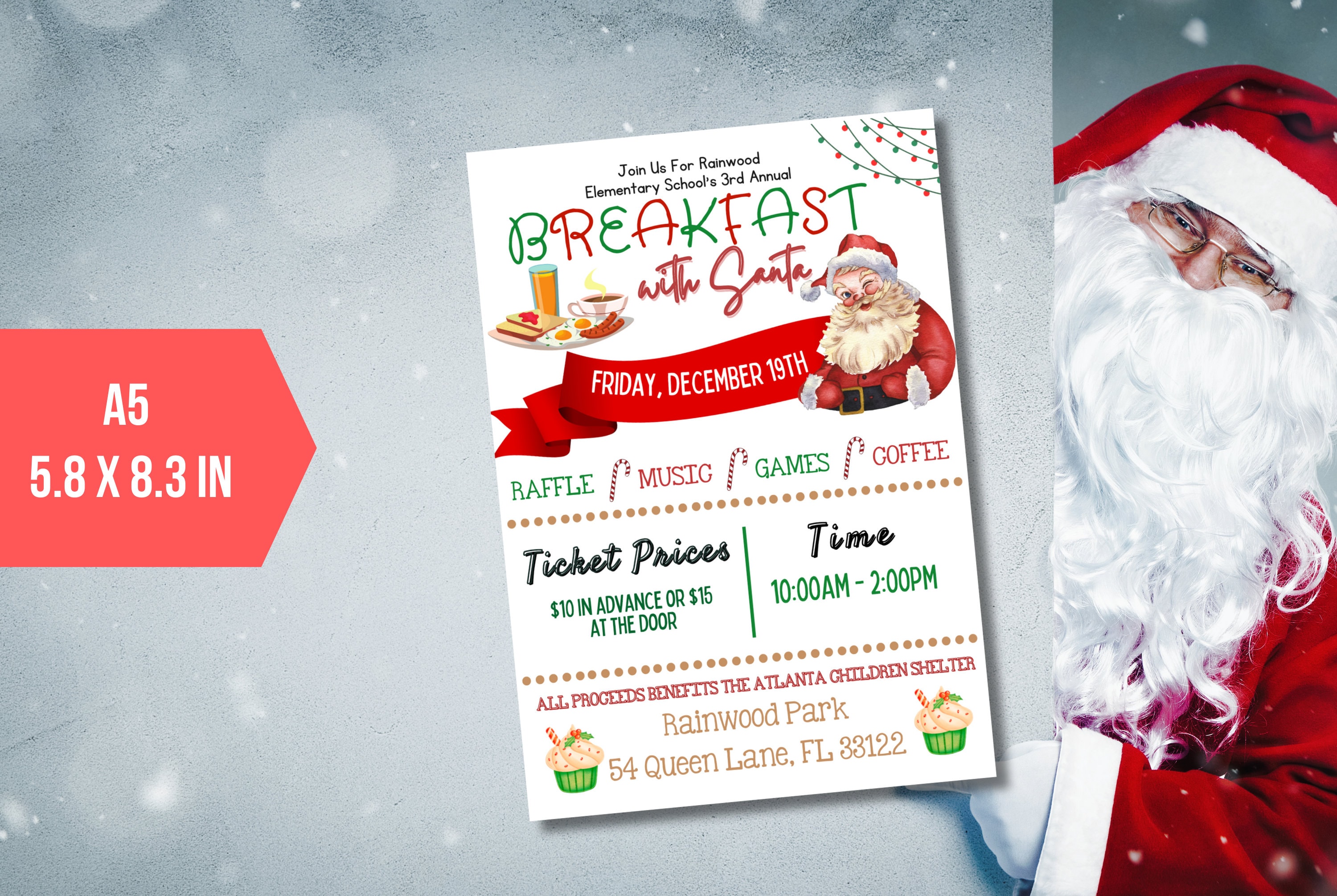 EDITABLE Breakfast With Santa Flyer Printable Breakfast - Etsy