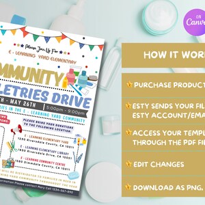 EDITABLE Community Toiletries Drive Flyer, School Church Fundraiser ...