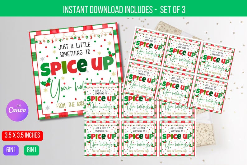 EDITABLE Spice up Your Holiday, Christmas Gift Tags, Seasonings Gift ...