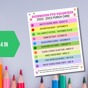 PRINTABLE Volunteer Punch Card Template, PTO PTA Volunteer Template ...