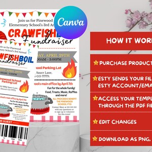 Customizable Editable Crawfish Boil Fundraiser Flyer Ticket Poster Set ...