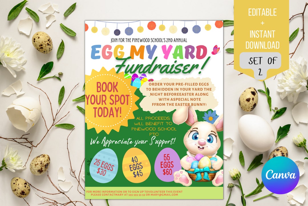 Egg My Yard Event Flyer Printable, Editable Egg Event Easter Bunny ...