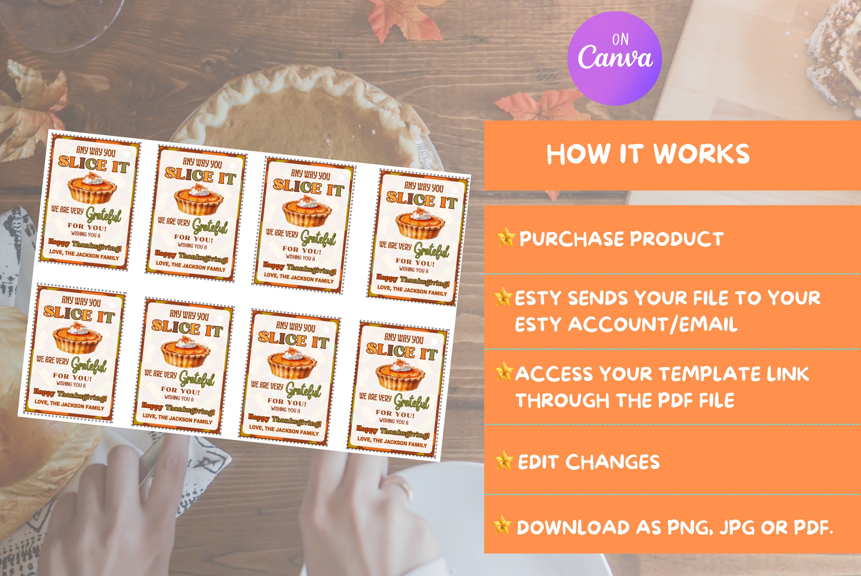 EDITABLE Pie Appreciation Tags, Anyway You Slice It We Are Grateful ...