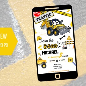EDITABLE Stop the Traffic, Close the Road Birthday Invite, Construction ...