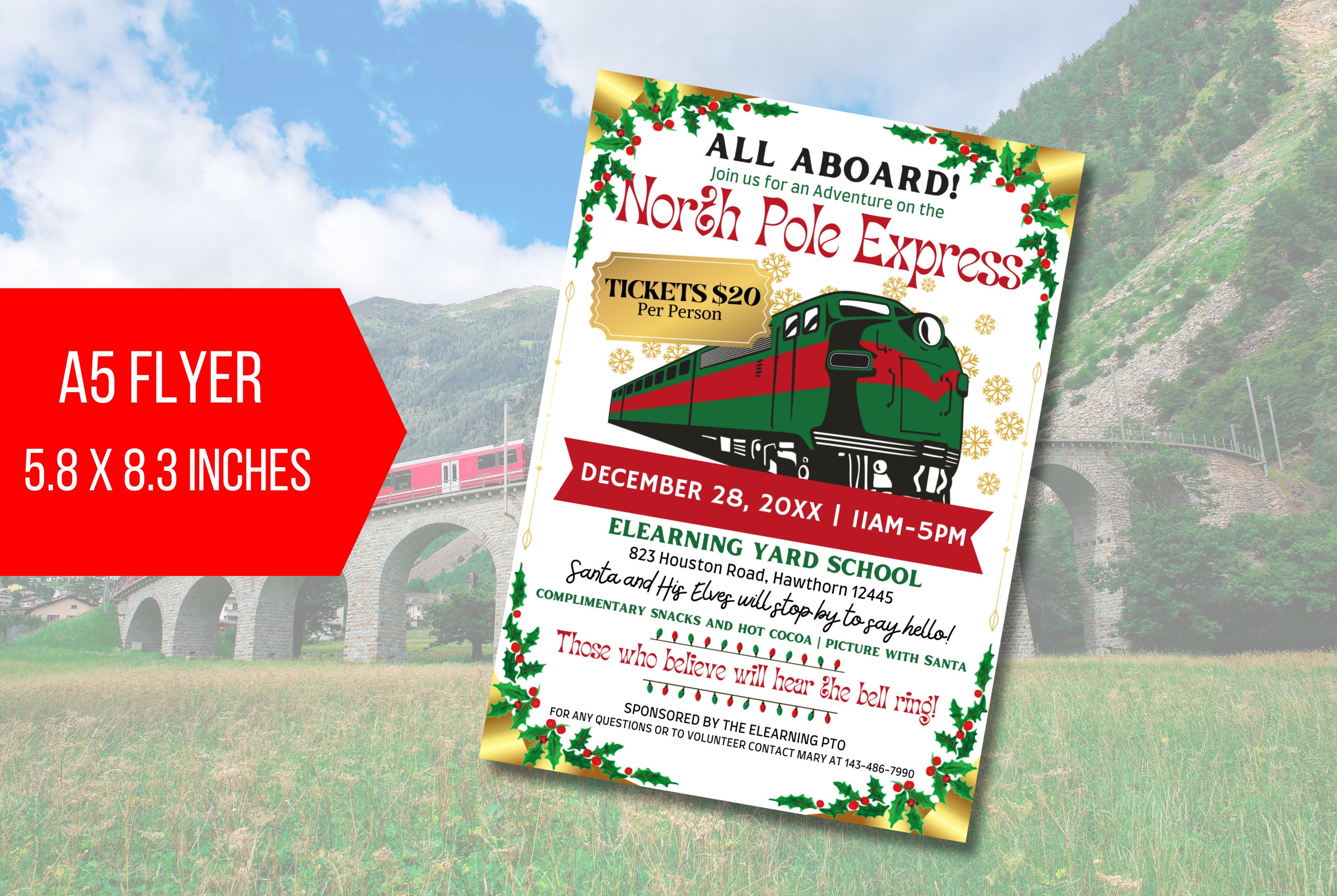 EDITABLE Northpole Express Train Flyer With Ticket, Santa Flyer and ...