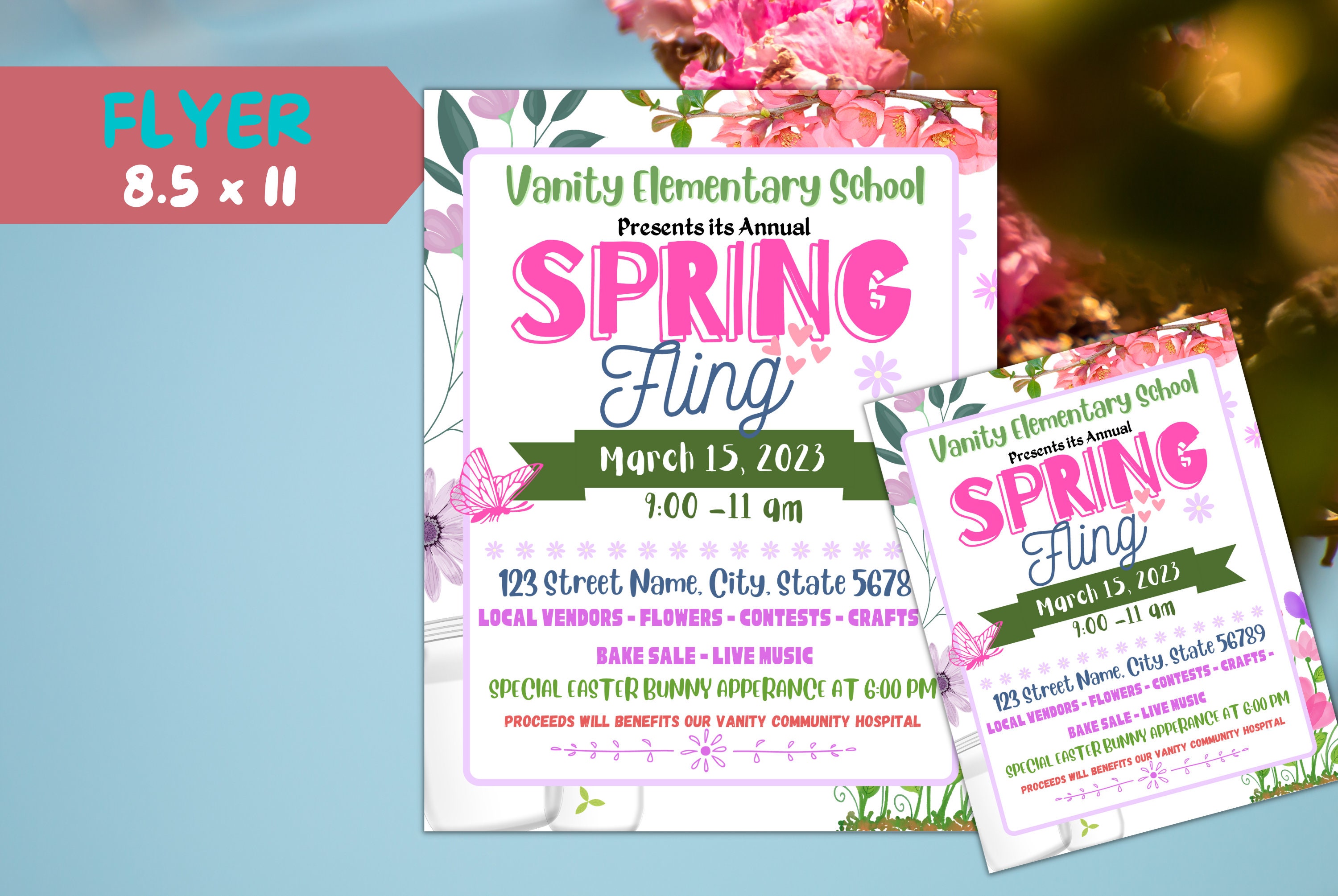 Spring Market Flyer, EDITABLE Poster for Bazaar, Easter Festival ...