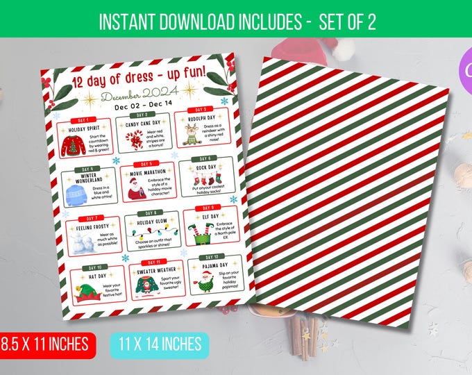 12 Days of Christmas Dress up Days – Holiday Outfit Planner – Festive ...