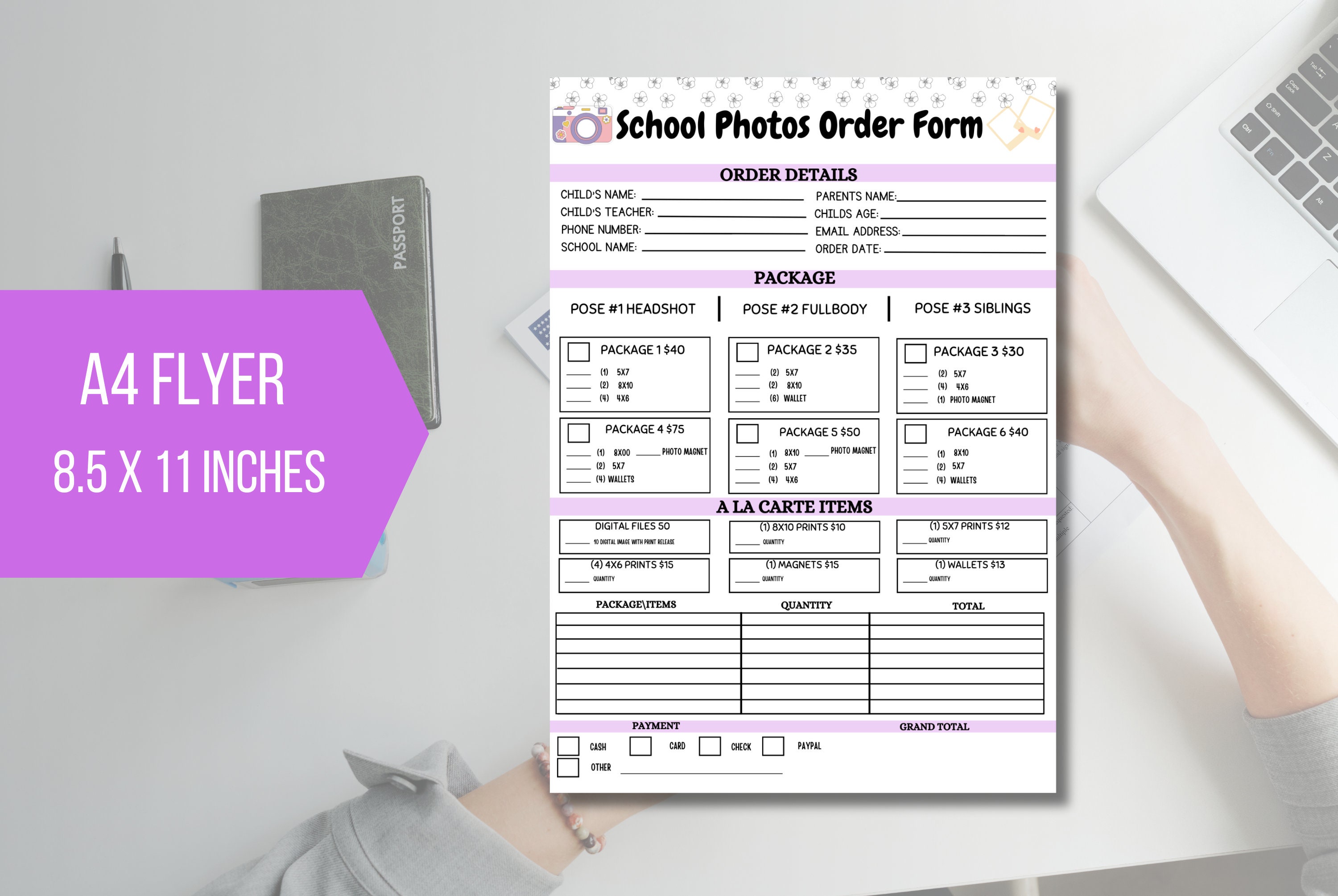 EDITABLE School Photos Form Flyer School Photography Studio - Etsy