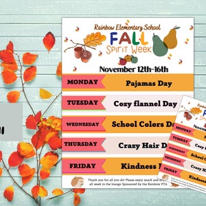 Fall Spirit Week Editable Itinerary Schedule Printable DIY Spirit Week ...