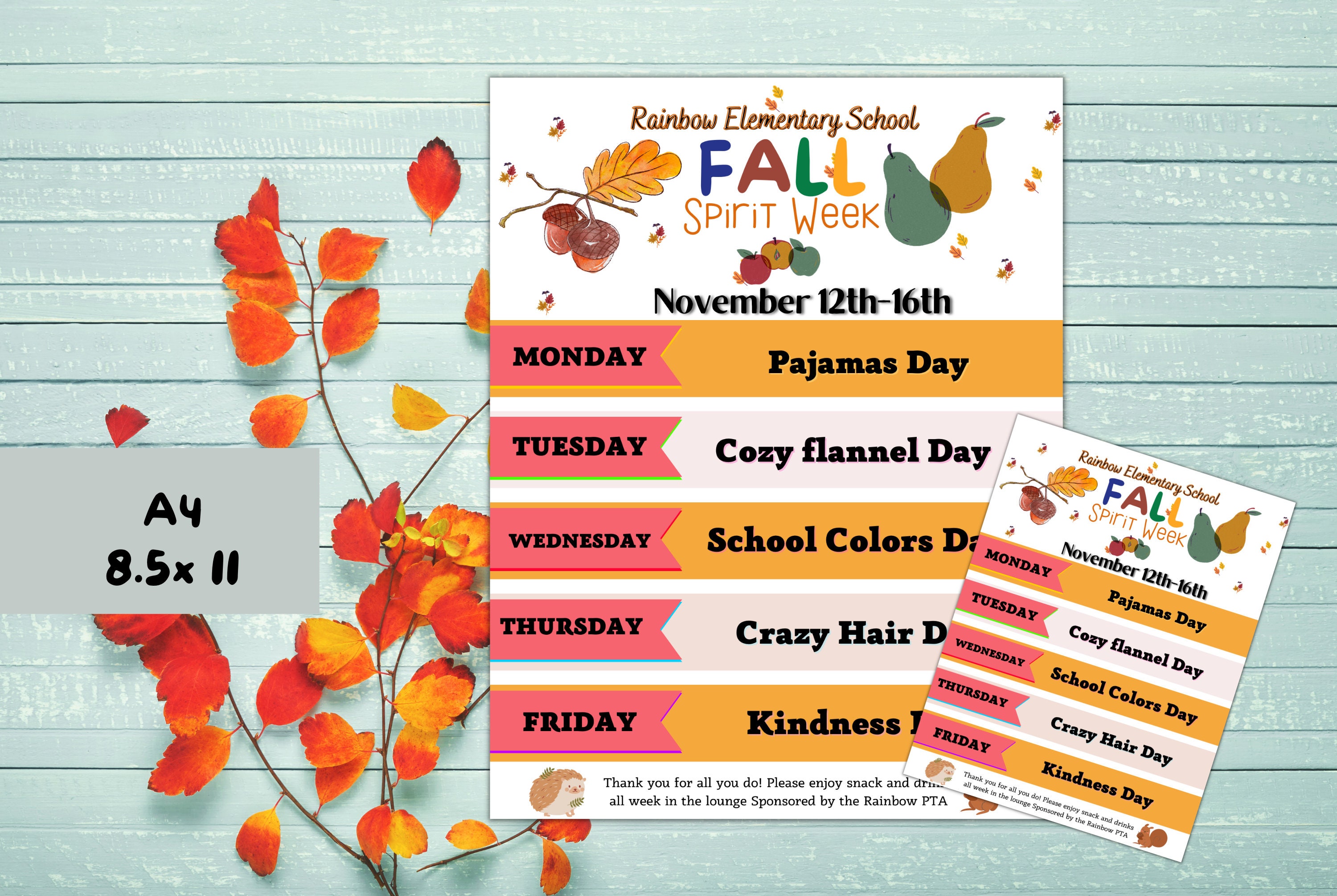 Fall Spirit Week Editable Itinerary Schedule Printable DIY - Etsy