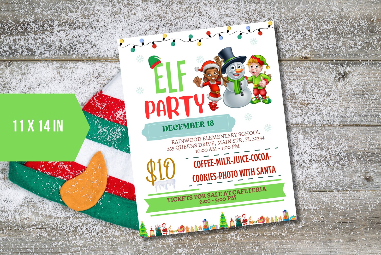 EDITABLE Elf Party Invite Flyer, Printable Party Invitation, Kid ...