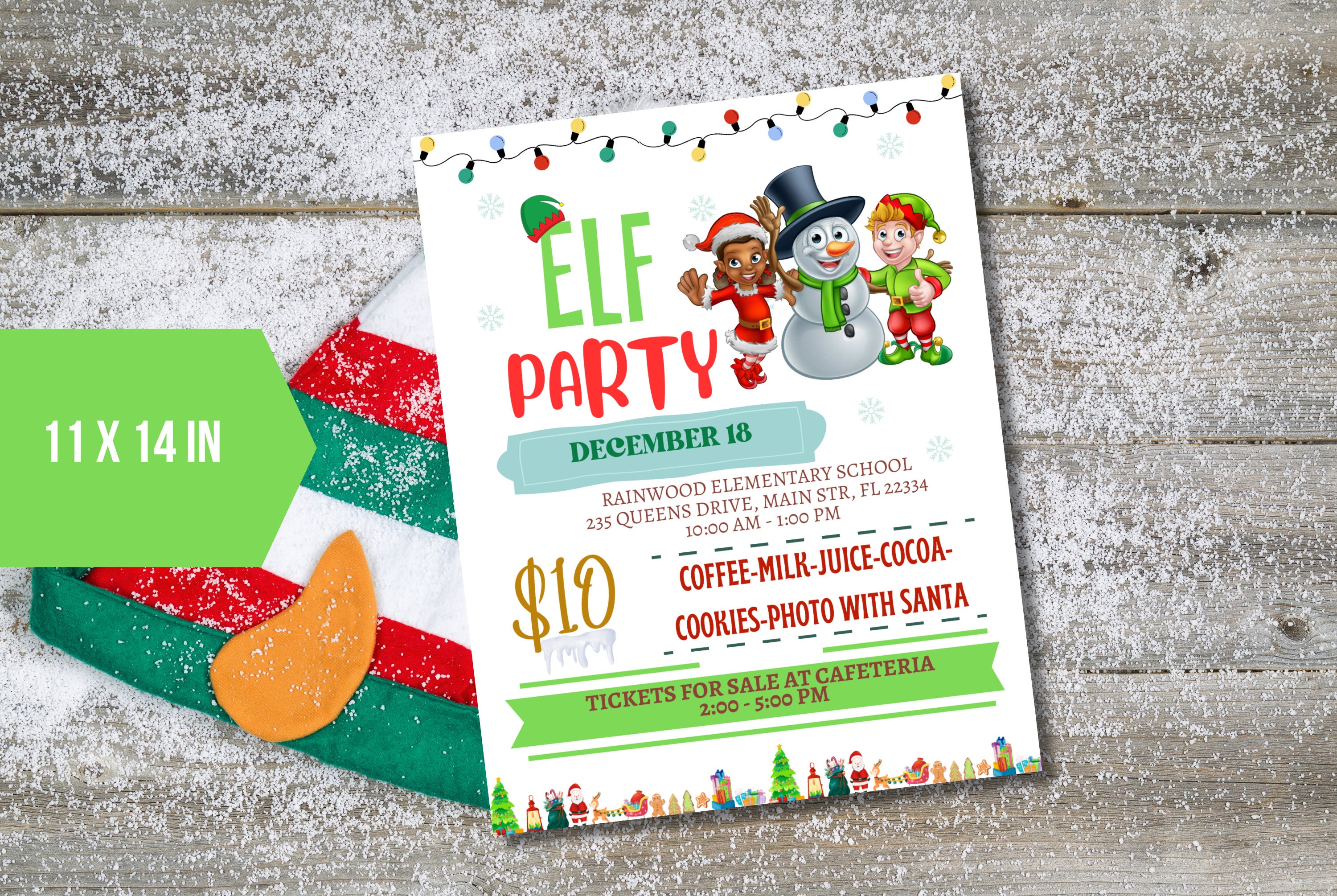EDITABLE Elf Party Invite Flyer Printable Party Invitation - Etsy