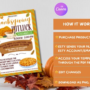 EDITABLE Thanksgiving Potluck Flyer Template, Printable Thanksgiving ...