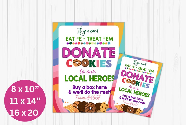 Girl Scout Cookie Donate Sign Cookie Flyer Cookie Sales - Etsy