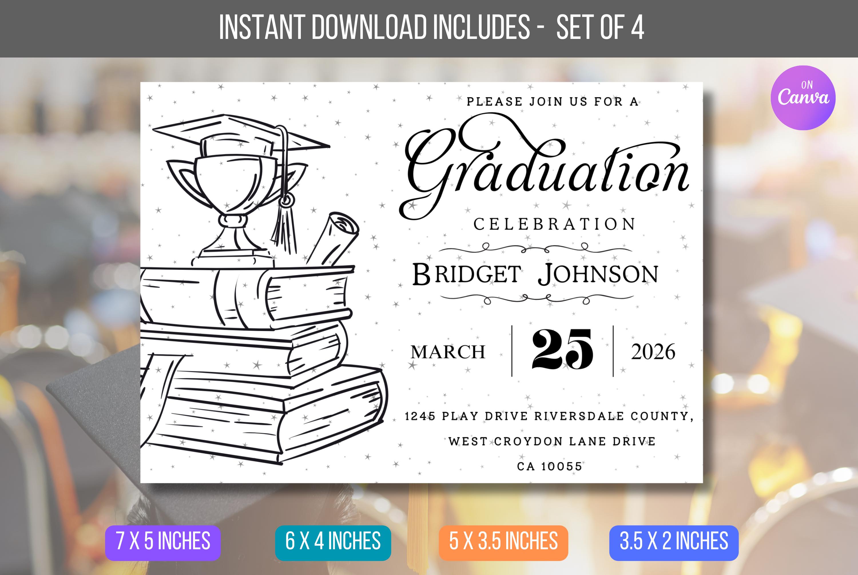 EDITABLE Graduation Invitation Card Template, Class of 2025, Graduation ...