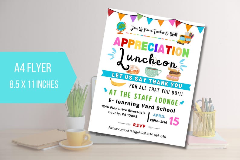 EDITABLE Teacher Staff Appreciation Luncheon Invitation Flyer ...