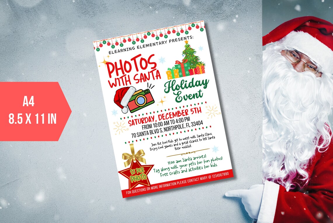 EDITABLE Photos With Santa Flyer Printable Photos Invitation - Etsy