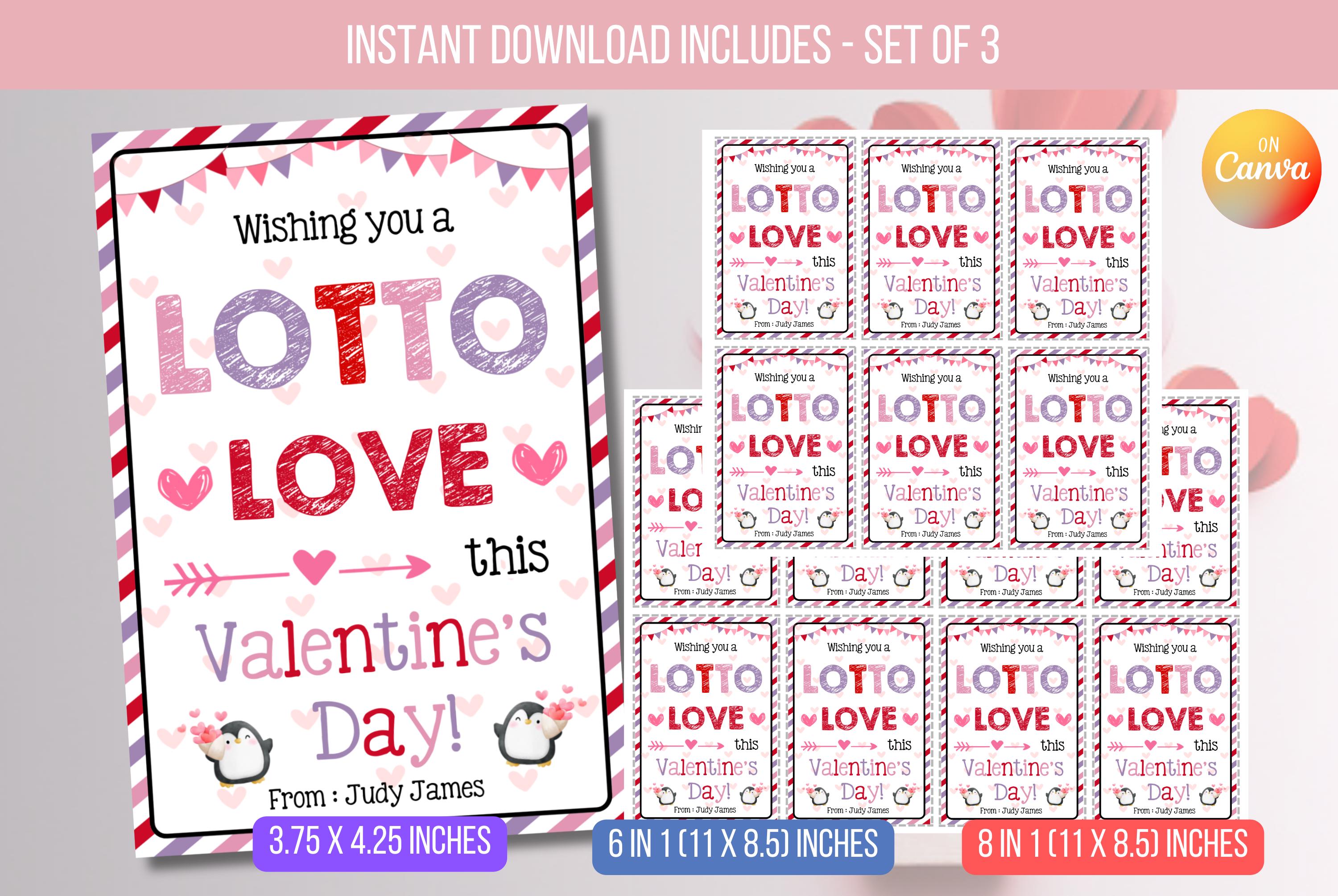 EDITABLE Wishing You a Lotto Love Tag, Valentine's Day Lotto Gift Tags ...