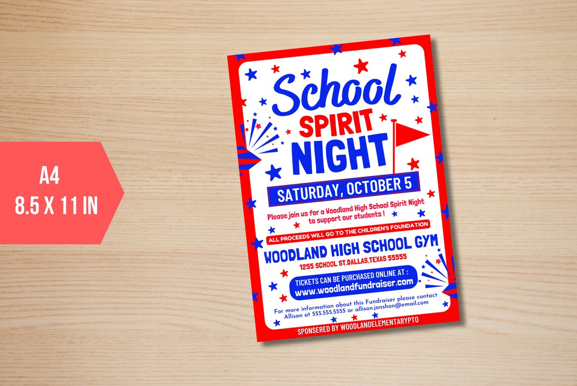 Editable School Spirit Flyer, School Spirit Night Party, Spirt Night ...