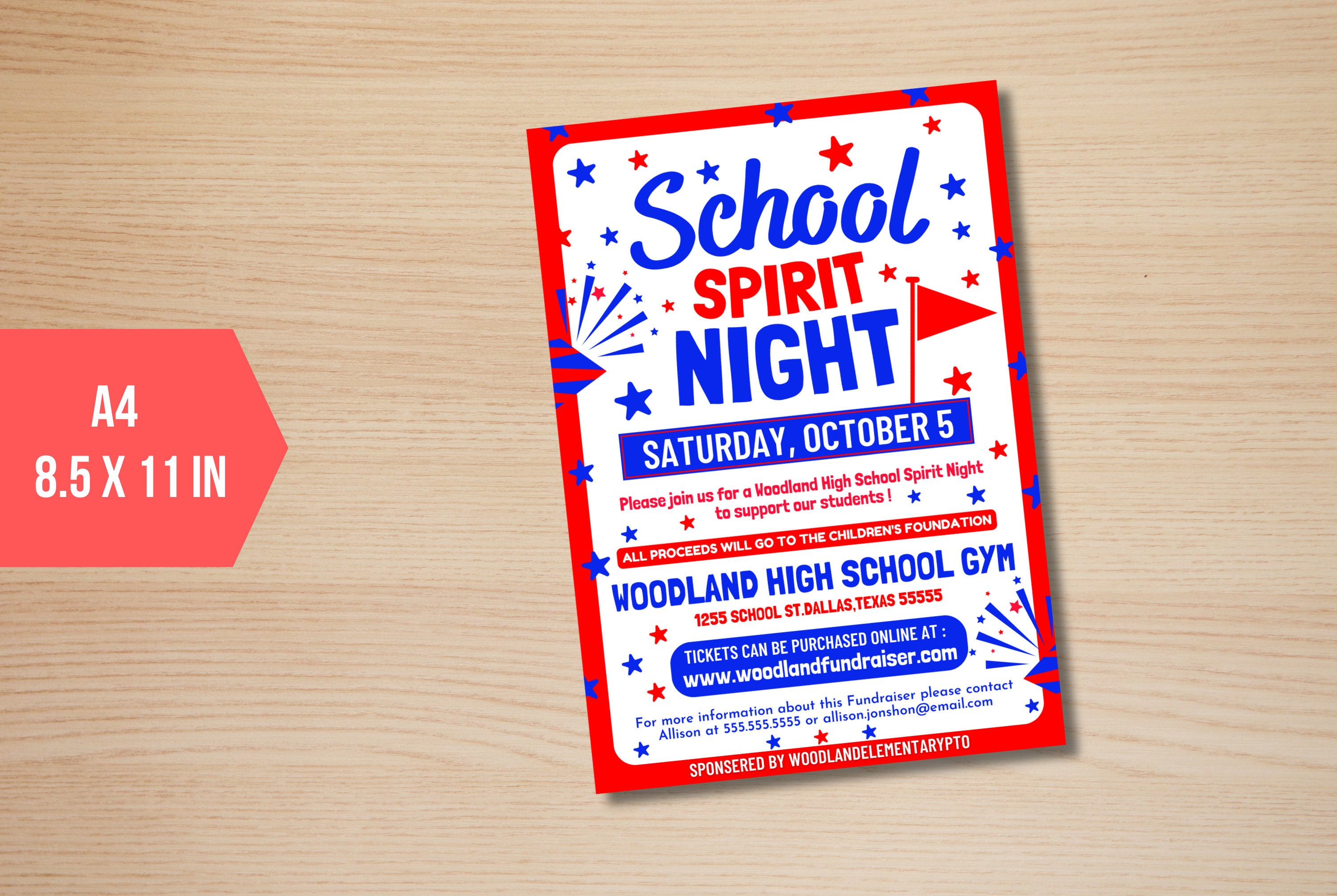 Editable School Spirit Flyer, School Spirit Night Party, Spirt Night ...