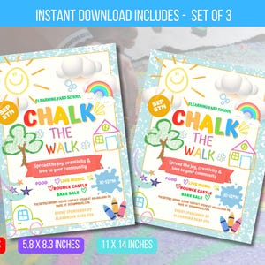 EDITABLE Chalk the Walk Flyer, Kids Home School Event Idea School Kids ...