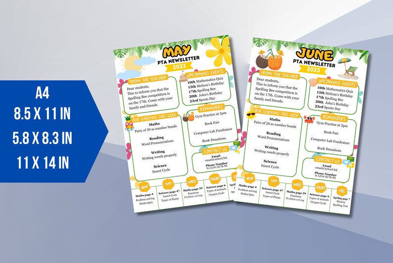 EDITABLE Monthly Newsletter Template Set, Classroom Printable Handout ...