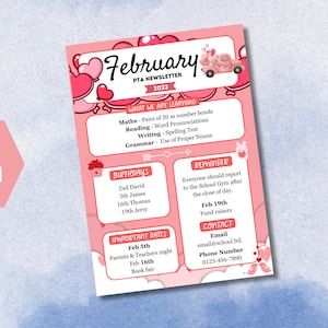 EDITABLE February Newsletter Template, Classroom Printable Handout ...