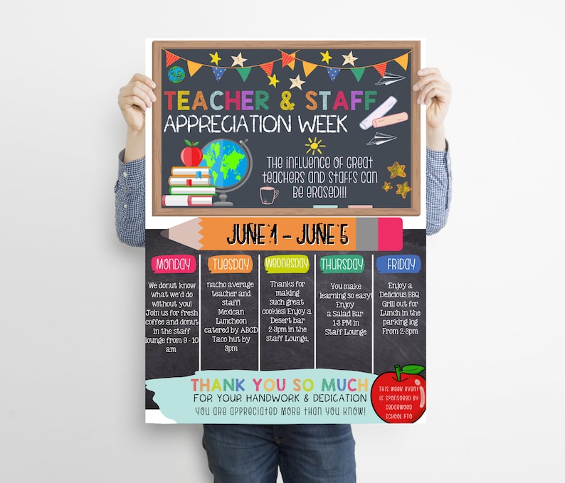 Teacher Appreciation Staff Invitation, Editable School Lunch Poster ...