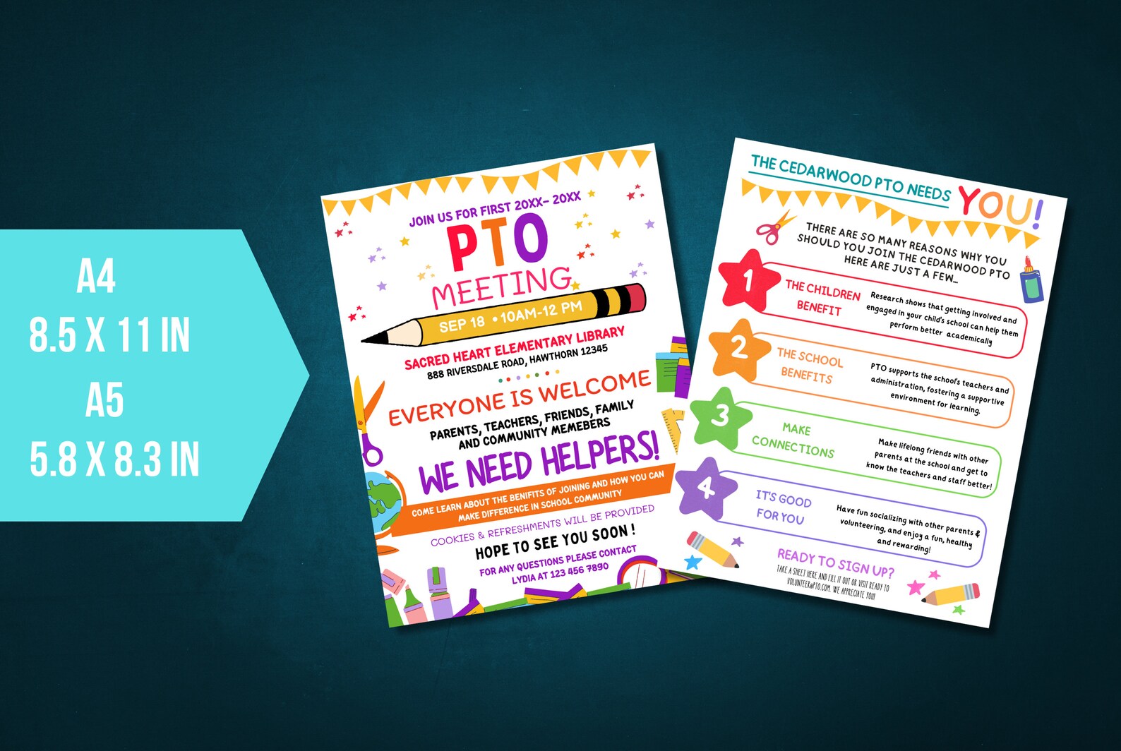 EDITABLE PTO Flyer Package, Printable School Pto Information Form ...
