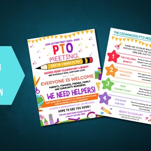 EDITABLE PTO Flyer Package, Printable School Pto Information Form ...