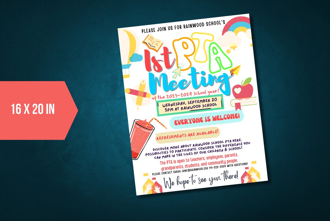 EDITABLE PTA Meeting Handout Flyer, School Information Meeting Flyer ...