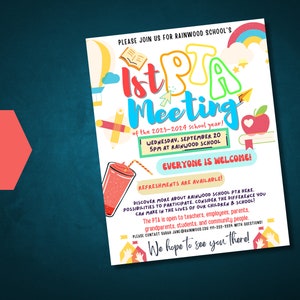 EDITABLE PTA Meeting Handout Flyer, School Information Meeting Flyer ...