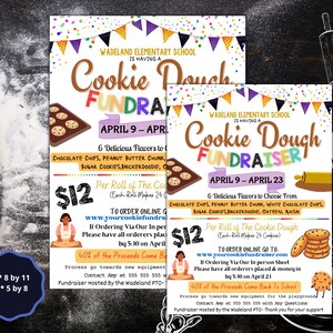 Cookie Dough Fundraiser Flyer, School PTA PTO Fundraising, Church ...
