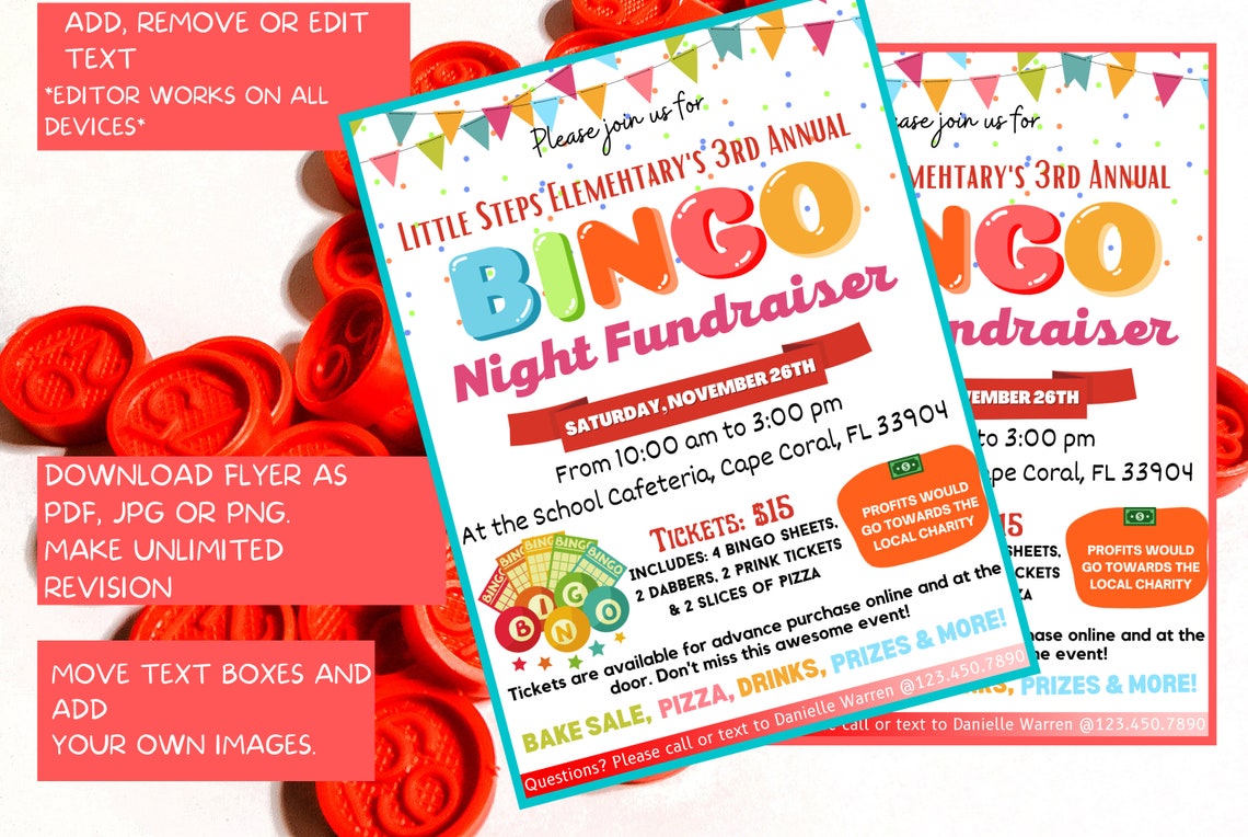 Bingo Night Fundraiser Flyer Bingo Fundraiser PTO Fundraiser - Etsy