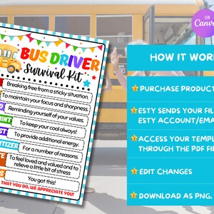 EDITABLE Bus Driver Survival Kit Template, First Day at Job ...