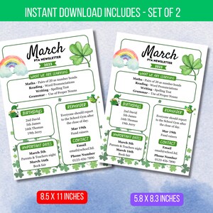 EDITABLE March Newsletter Template, Classroom Printable Handout Flyer ...