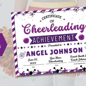 EDITABLE Cheerleader Certificate, Cheer Certificates Sports Award ...