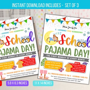 EDITABLE School Pajama Day Flyer, School Spirit Party, School ...