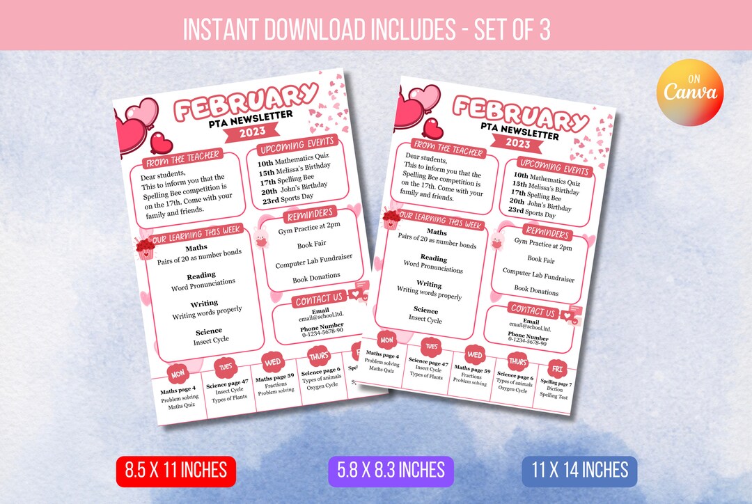 EDITABLE February Newsletter Template, Classroom Printable Handout ...
