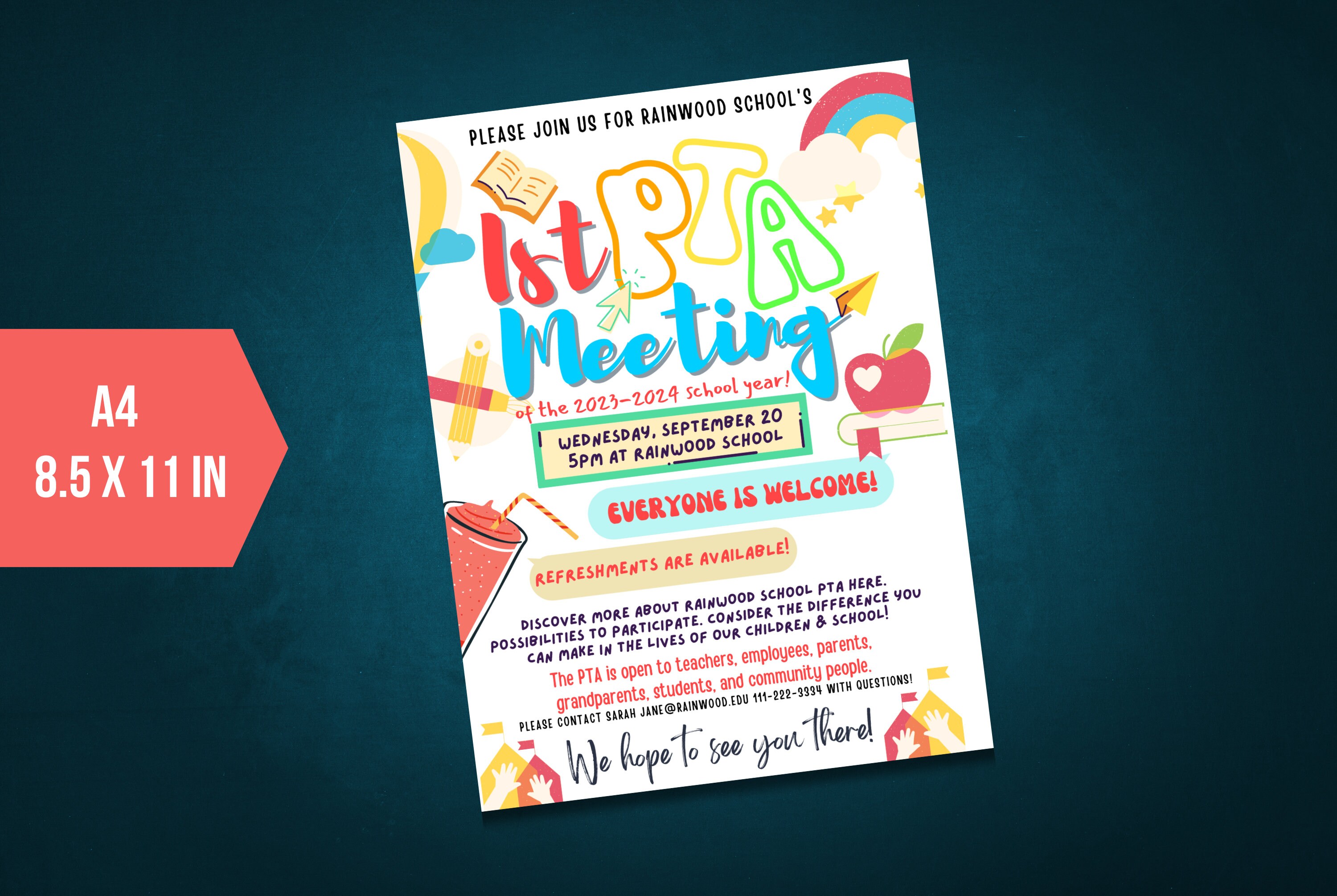 EDITABLE PTA Meeting Handout Flyer, School Information Meeting Flyer ...