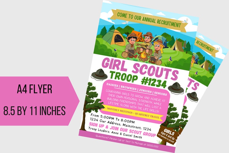 Editable Girl Scouts Recruitment Flyer Girl Scout Recruitment Join the ...