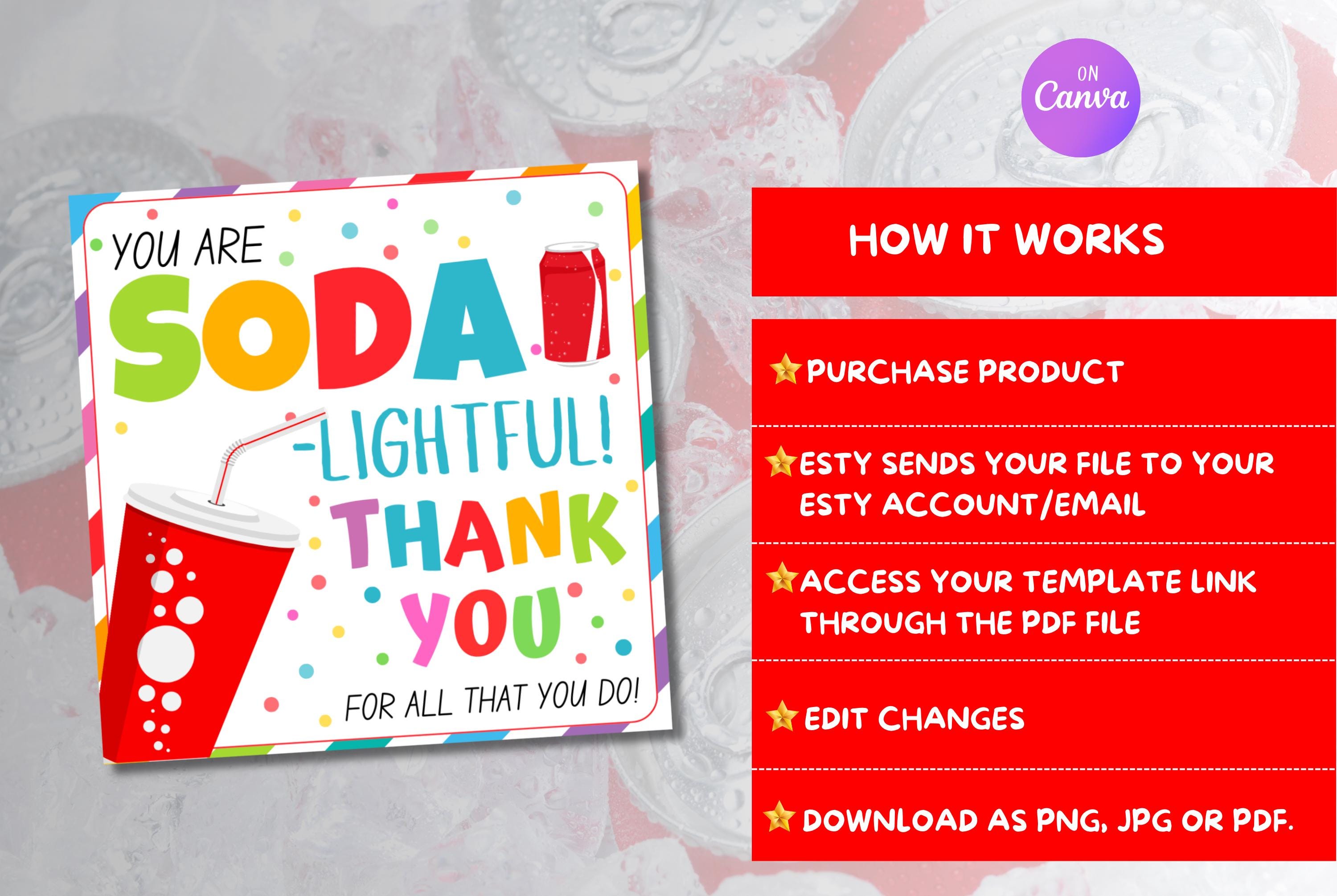 EDITABLE You're Soda-lightful, Soda Appreciation Sign, Staff Employee ...