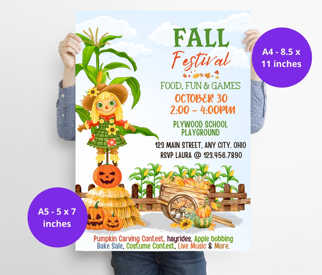 EDITABLE Fall Harvest Flyer, Digital Flyer for Pumpkin Patch Party ...