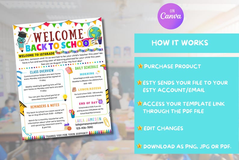 EDITABLE Welcome Back Newsletter Template, Back to School Newsletter ...