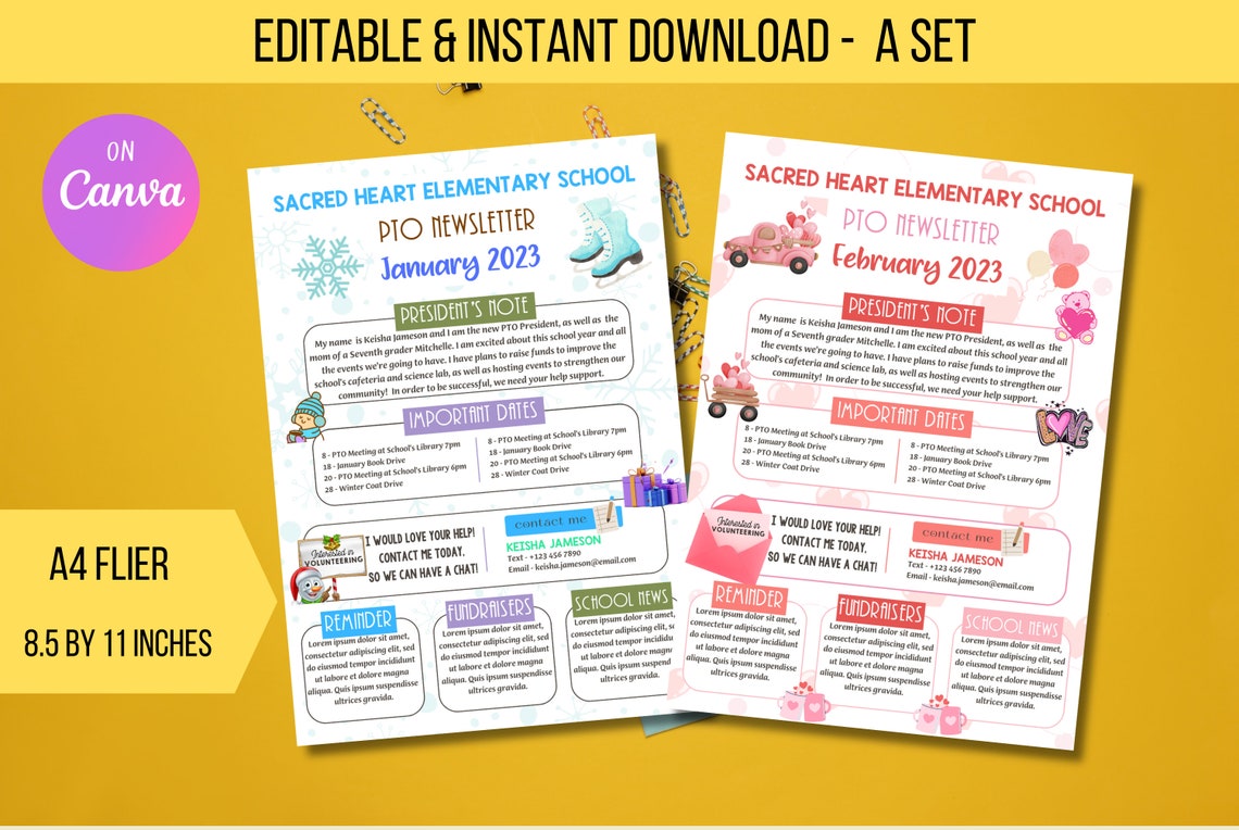 EDITABLE Yearly/monthly Newsletter Template Set, Classroom Printable ...